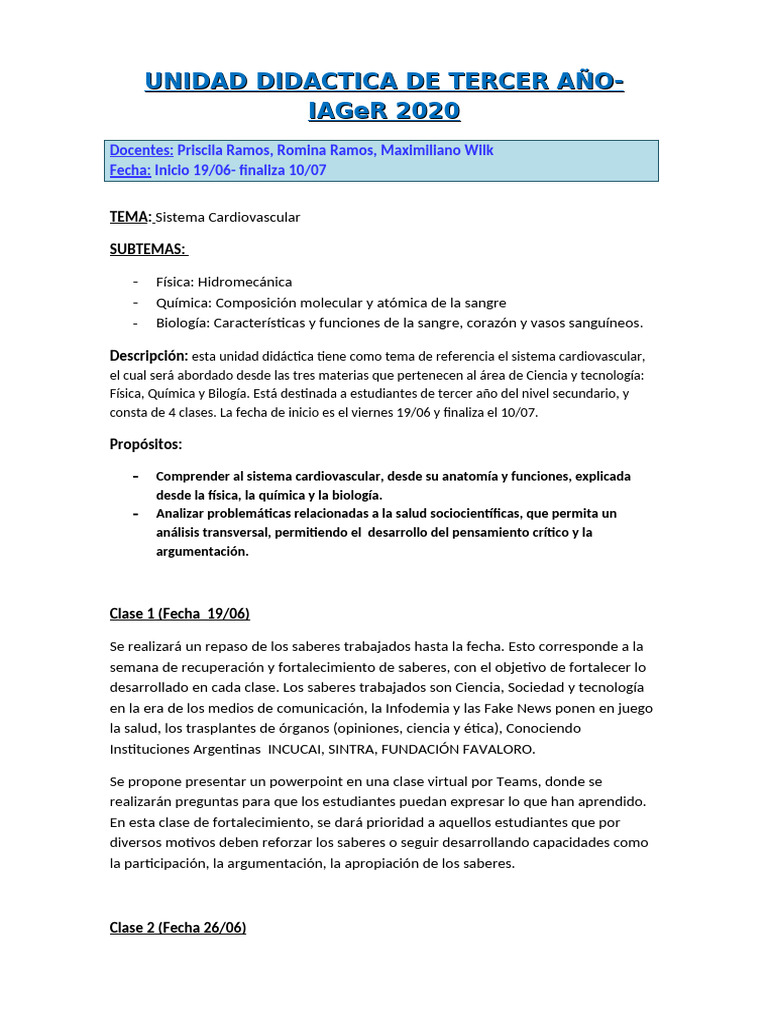 UNIDAD DIDACTICA 3° Area de Ciencias | PDF | Leucocito | Anemia
