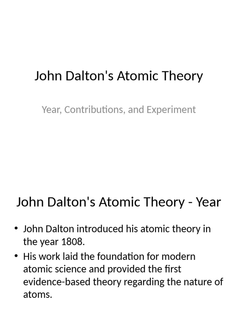 Dalton's Atomic Theory Basics | PDF | Science & Mathematics ...