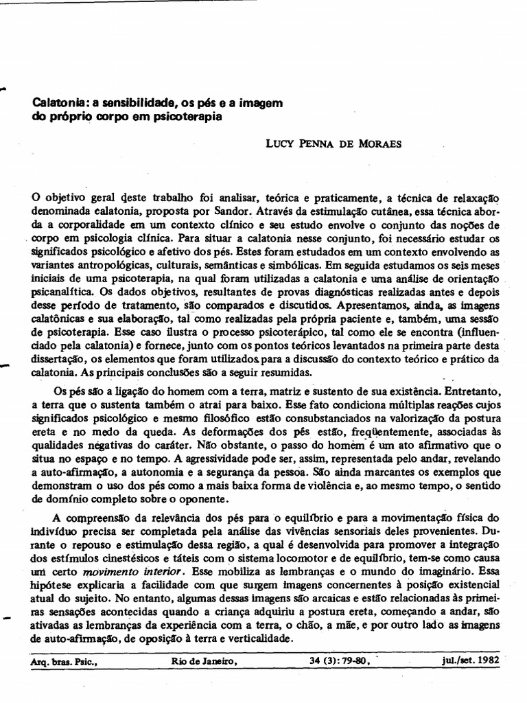 Calatonia: Pés e Corpo na Psicoterapia | PDF
