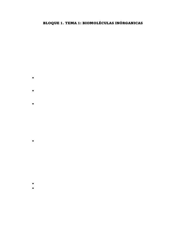 BLOQUE 1. TEMA 1 Biomoléculas Inórganicas | PDF | Propiedades del agua | Enlace químico
