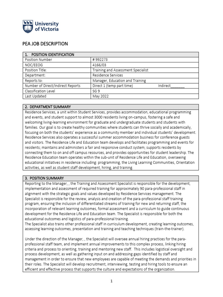 RESS 2022 JD Training and Assessment Specialist SG9 | PDF | Educational Assessment | Evaluation