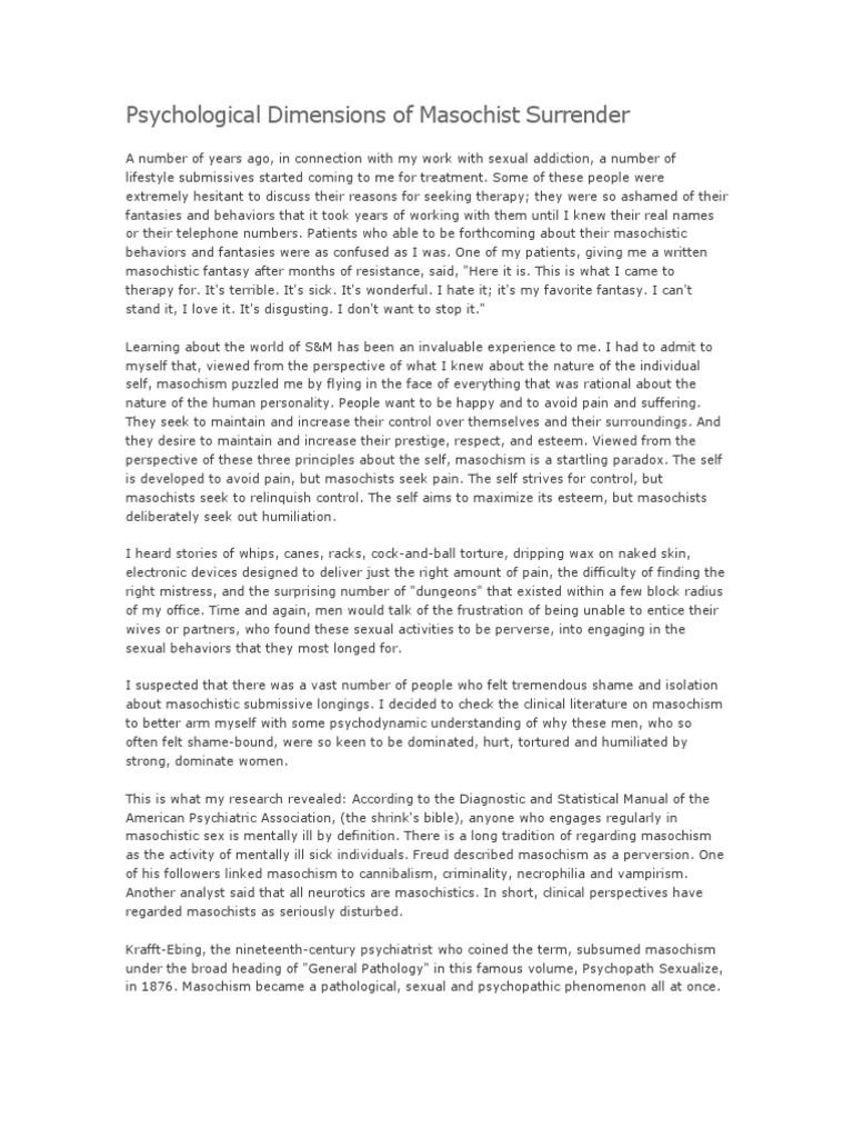 Understanding Masochist Surrender | PDF | Sadomasochism | Bdsm