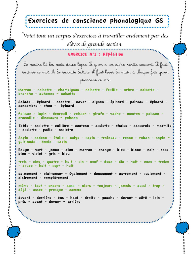 Exercice Oraux en Conscience Phono Gs | PDF