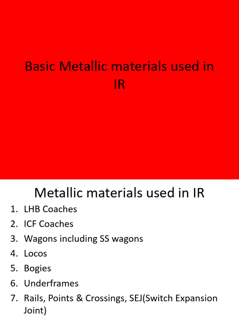Metallic Materials in Indian Railways | PDF | Steel | Stainless Steel