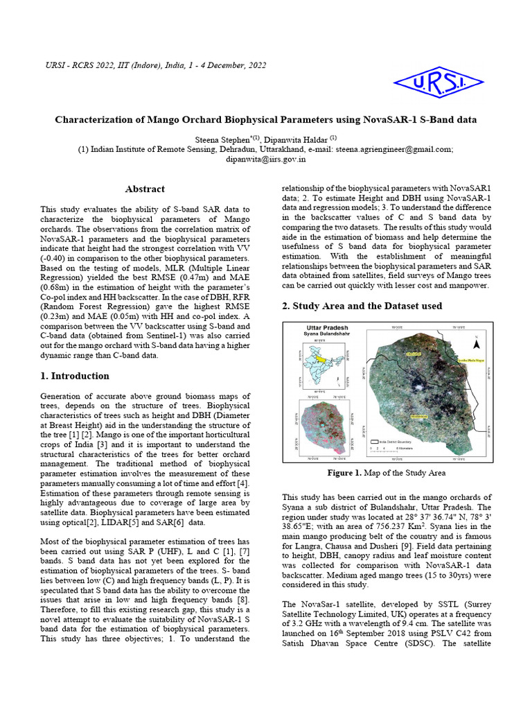 Characterization of Mango Orchard Biophysical Parameters Using NovaSAR-1 S-Band Data | PDF ...