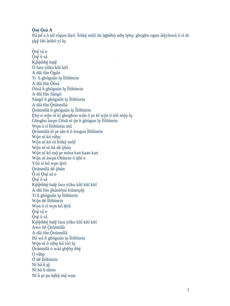 Òsé Òsá AB | PDF | Religión étnica | Creencia religiosa y doctrina