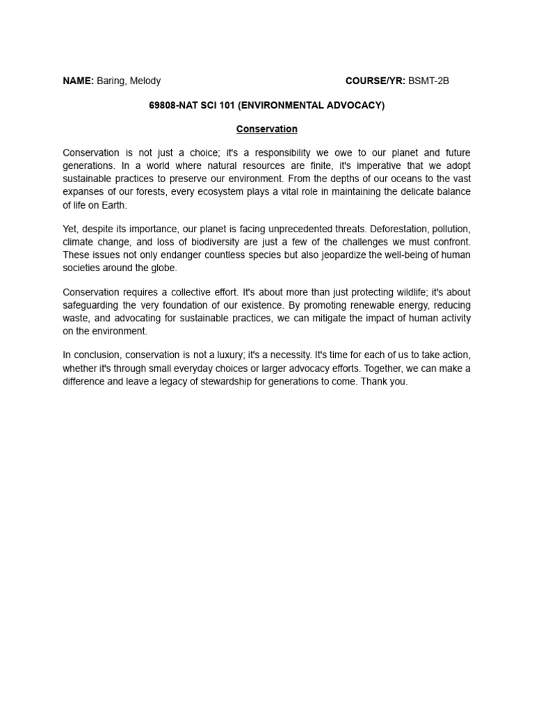 Environmental Advocacy (Conservation) | PDF