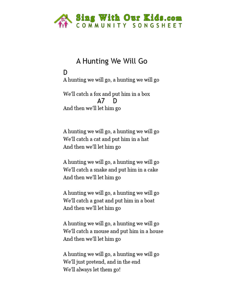 A Hunting We Will Go Lyrics | PDF | Mystery, Thriller & Crime Fiction