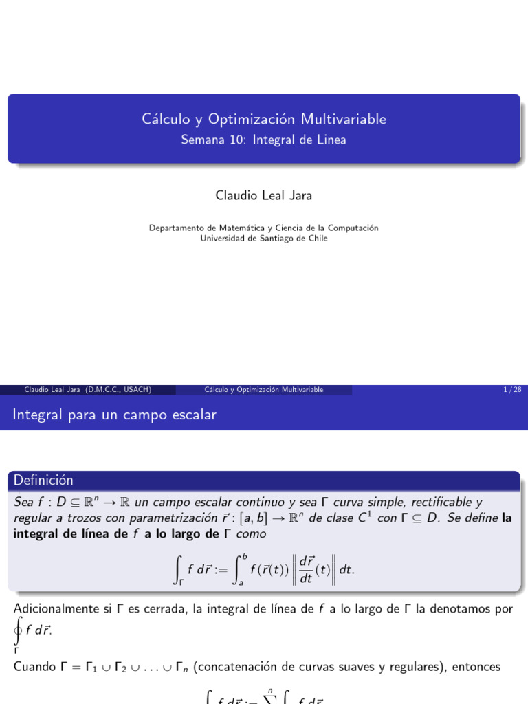 Integral de Línea y Campos Vectoriales | PDF | Integral | Curva