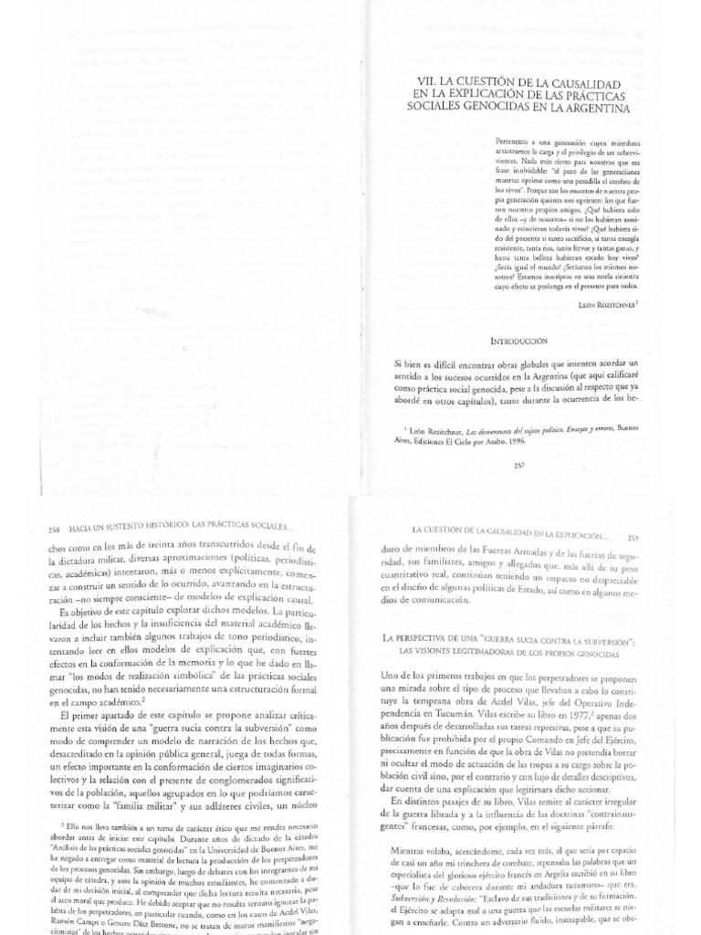 Feierstein, Daniel. La Cuestión de La Causalidad | PDF