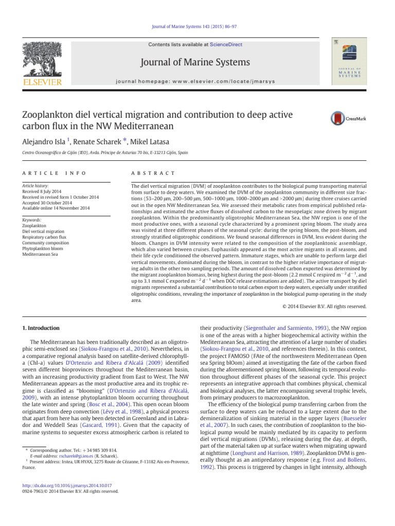 5 - Zooplankton Diel Vertical Migration | PDF | Principal Component Analysis | Ecology