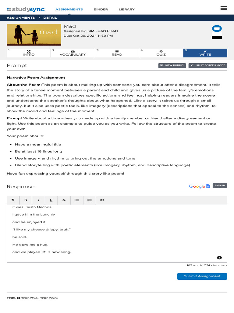 StudySync - Write - Mad | PDF | Poetry