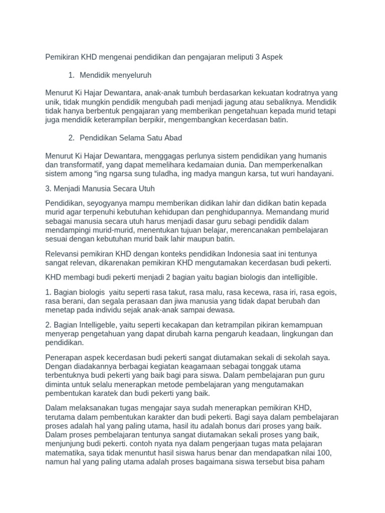 Jawaban Modul 1.1 Refleksi Filosofo KHD | PDF