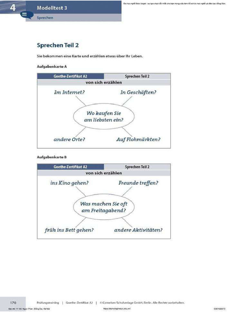 A2 Sprechen Teil 2 Cards | PDF