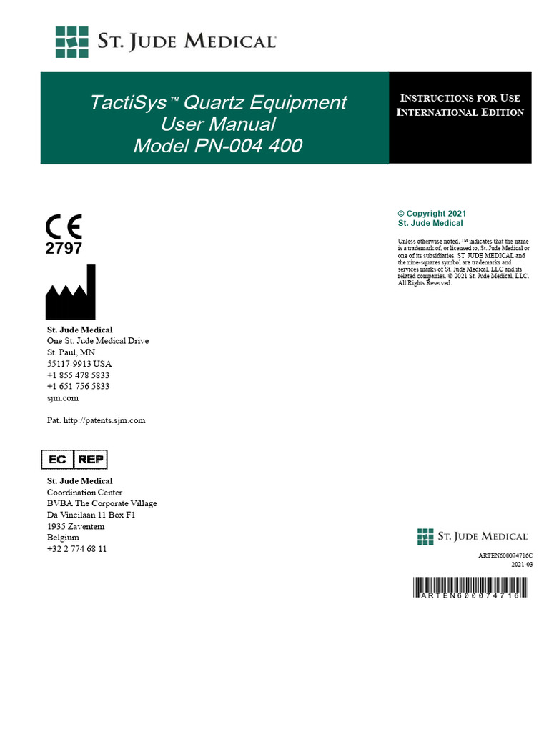 TactiSys Quartz Equipment IFU en | PDF | Hertz | Electromagnetic Compatibility