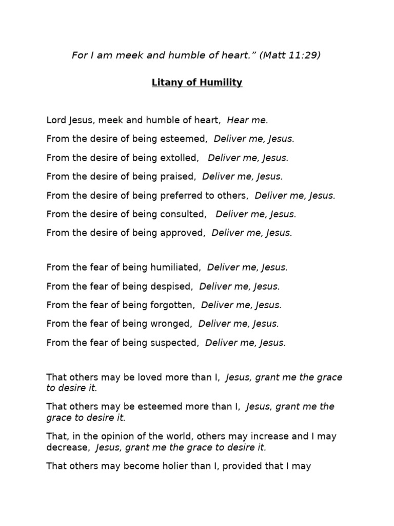 Litany of Humility | PDF | Religion & Spirituality