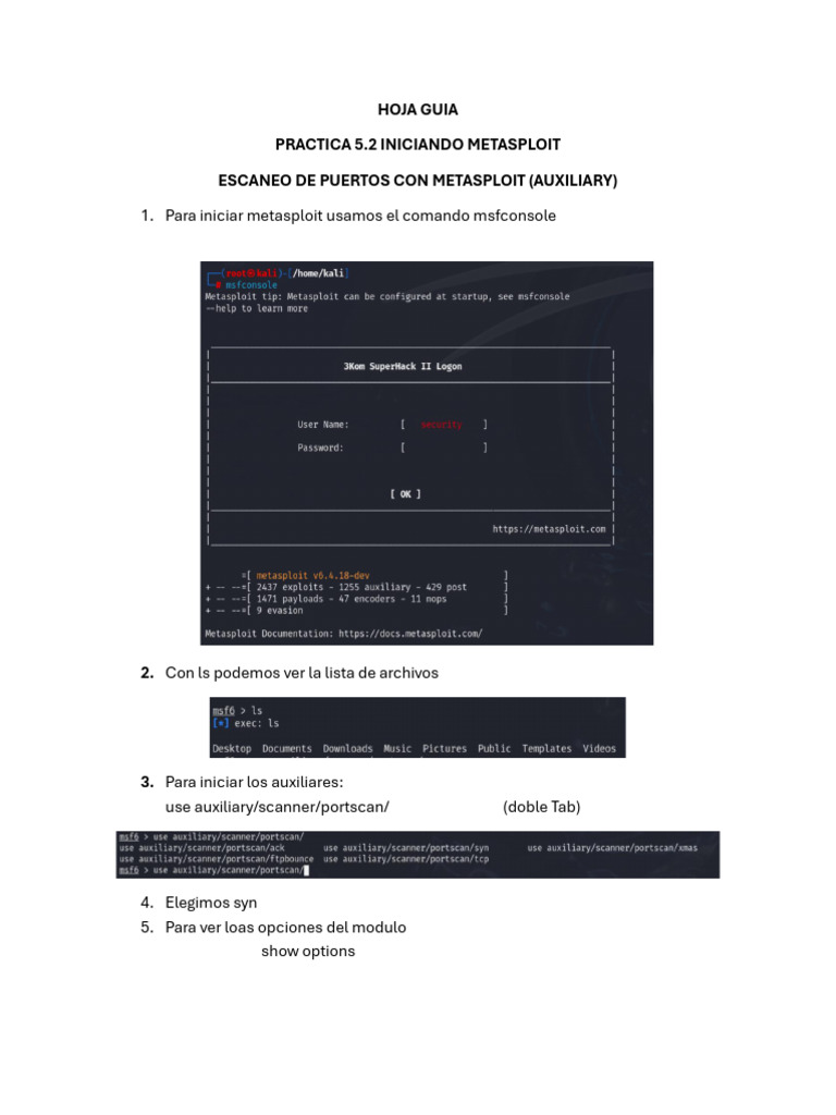 PRACTICA 5.2 INICIANDO METASPLOIT | PDF