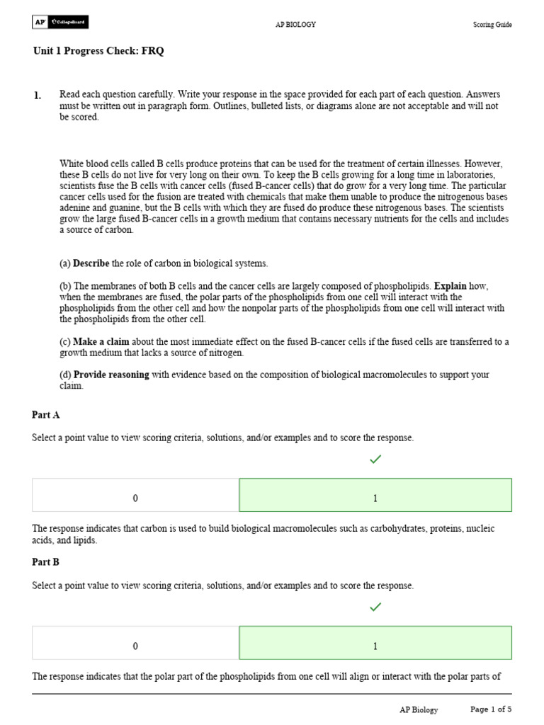 AP Biology FRQ Scoring Guide | PDF | Amino Acid | Proteins