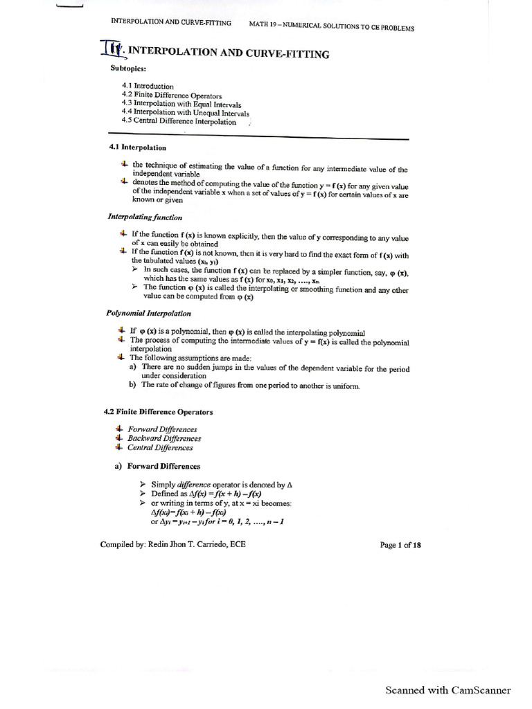Interpolation and Curve Fitting | PDF | Function (Mathematics) | Interpolation