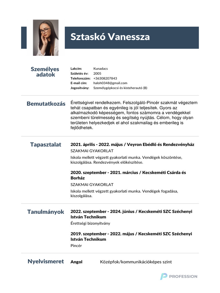 Sztasko Vanessza CV 5 | PDF