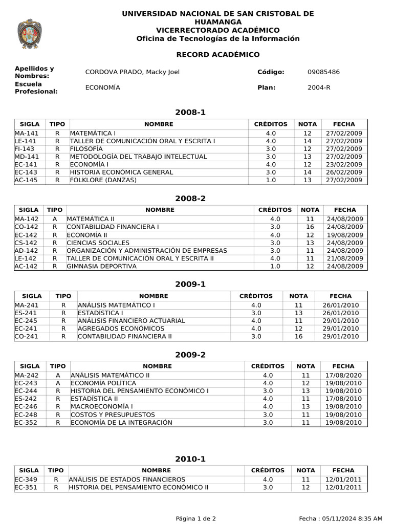 Reporte de Notas | PDF | Econometría | Ciencias económicas