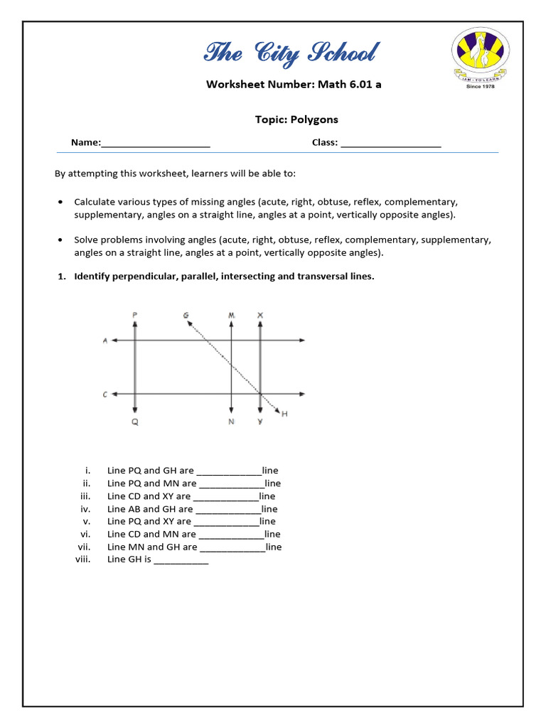 Class 6 Math Worksheet on Polygons | PDF