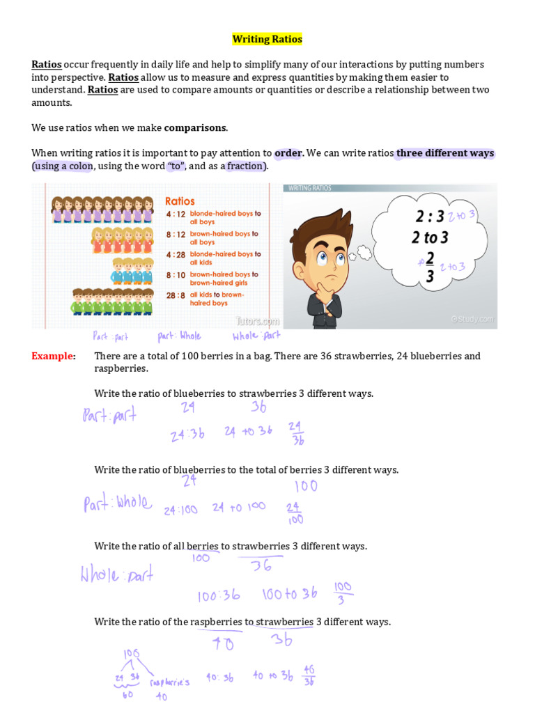 Writing Ratios: Three Methods Explained | PDF | Ratio | Berry