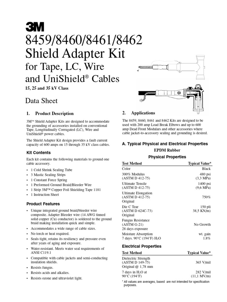 Shield Adapter Kit 8459 8460 8461 8462 Data Sheet 78 8126 0096 9 A ...