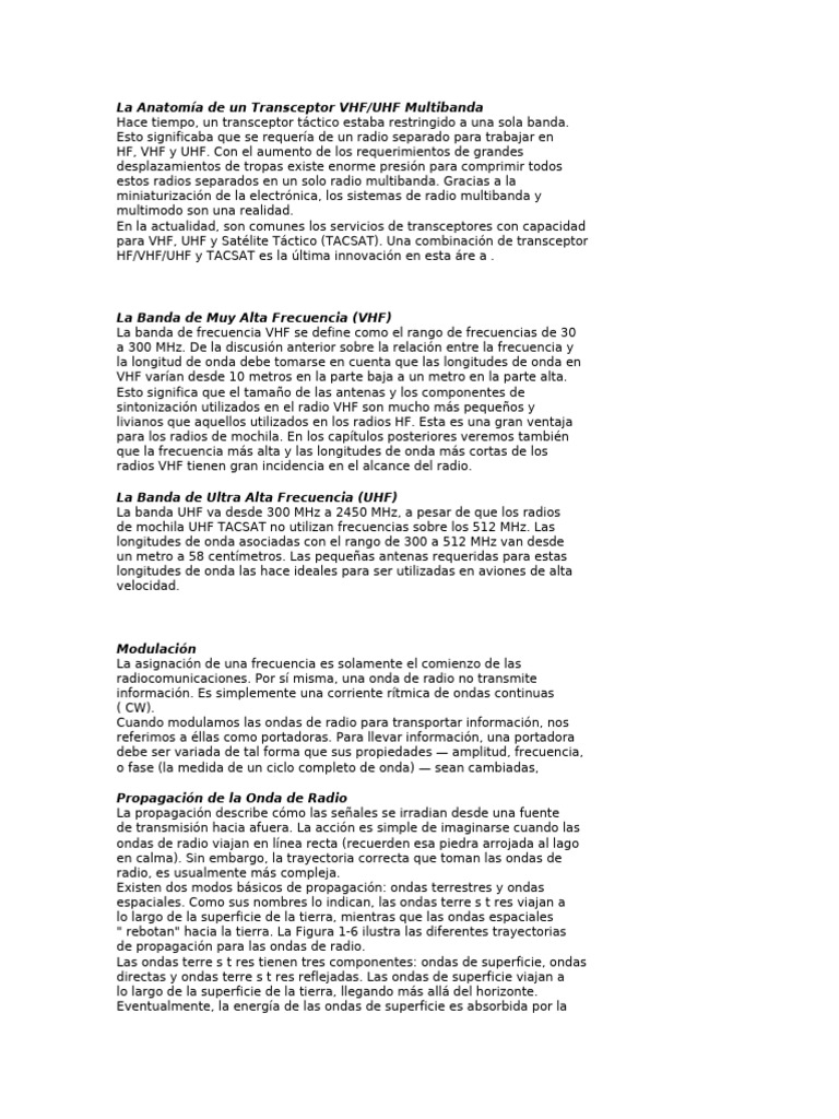 La Anatomía de Un Transceptor VHF | PDF | Radio | Alta frecuencia