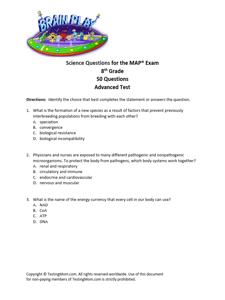 MAP 8th Grade - Science - Test - Advanced - Testing Mom | PDF ...