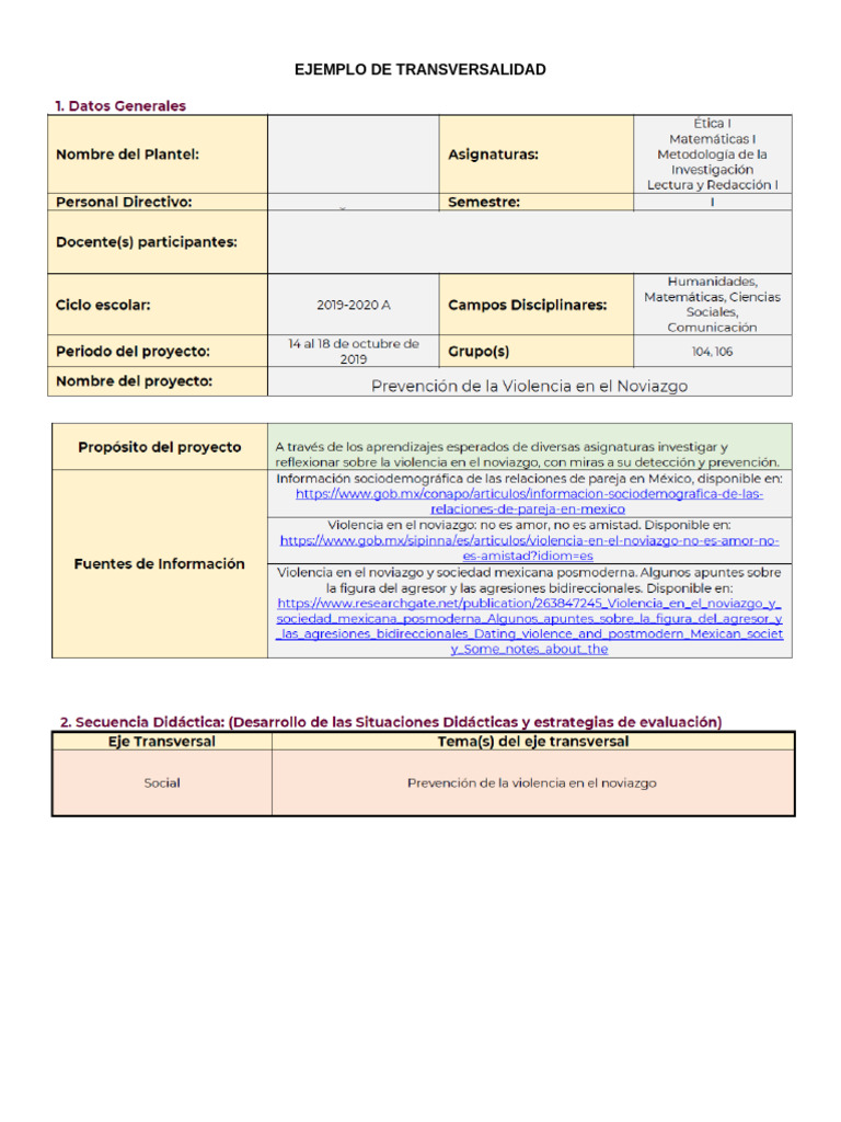 Ejemplo de Transversalidad | PDF