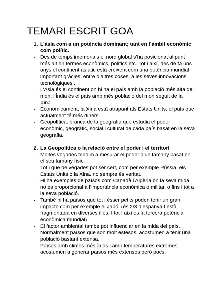 Temari Escrit Goa | PDF