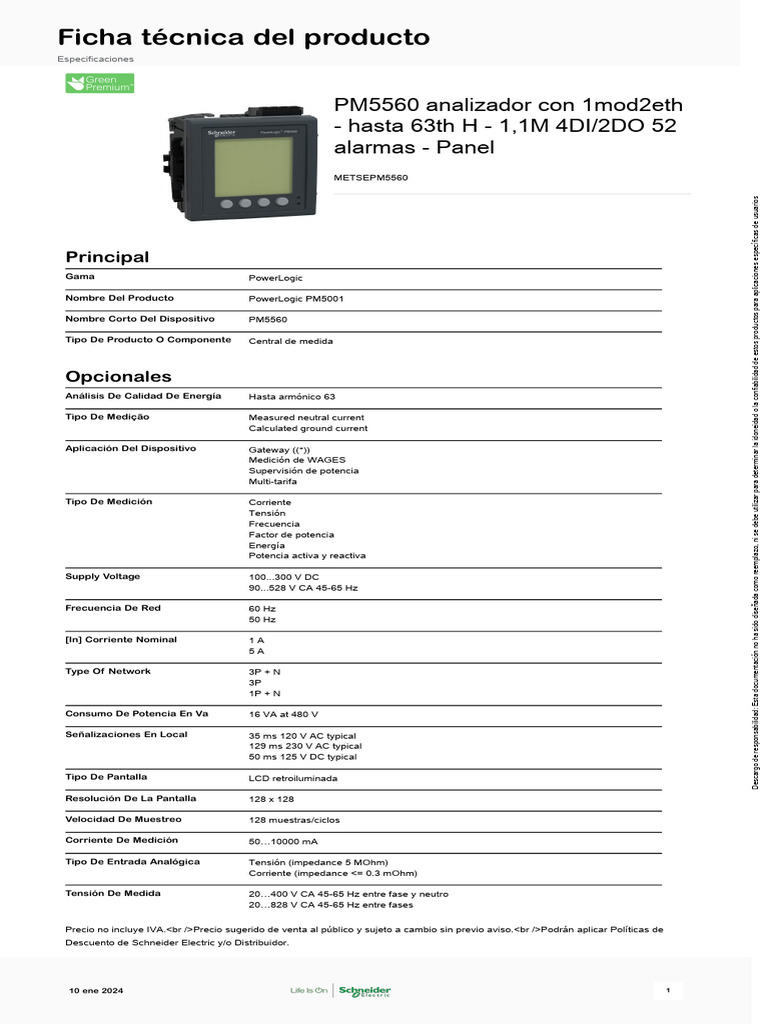 Schneider Electric - Serie-Power-Logic-PM5000 - METSEPM5560 | PDF ...