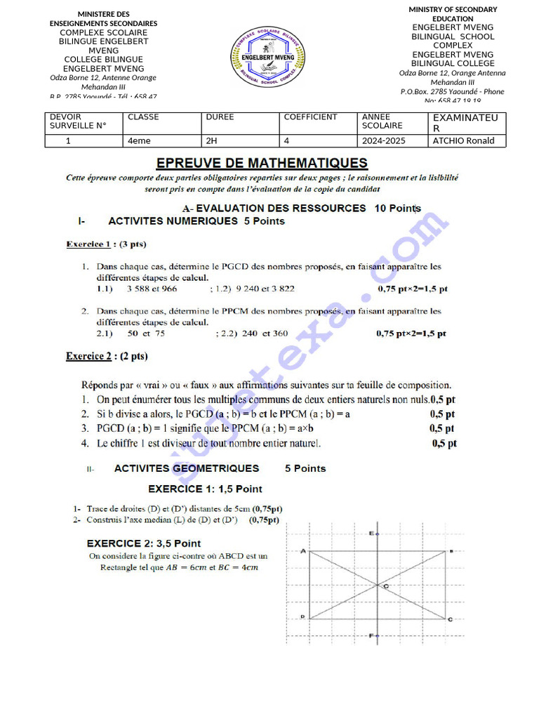 Seq 1 MATHS 4EME | PDF