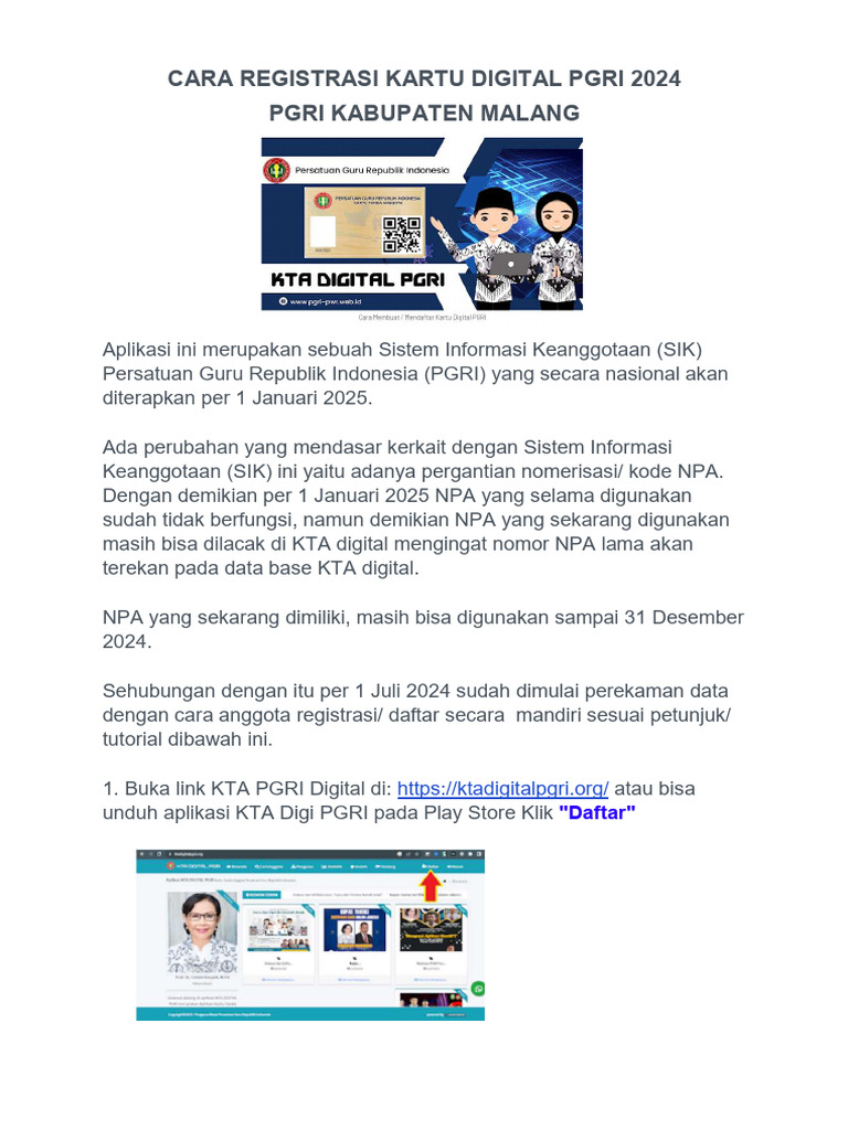 Tutorial KTA PGRI Digital | PDF | Karier & Perkembangan