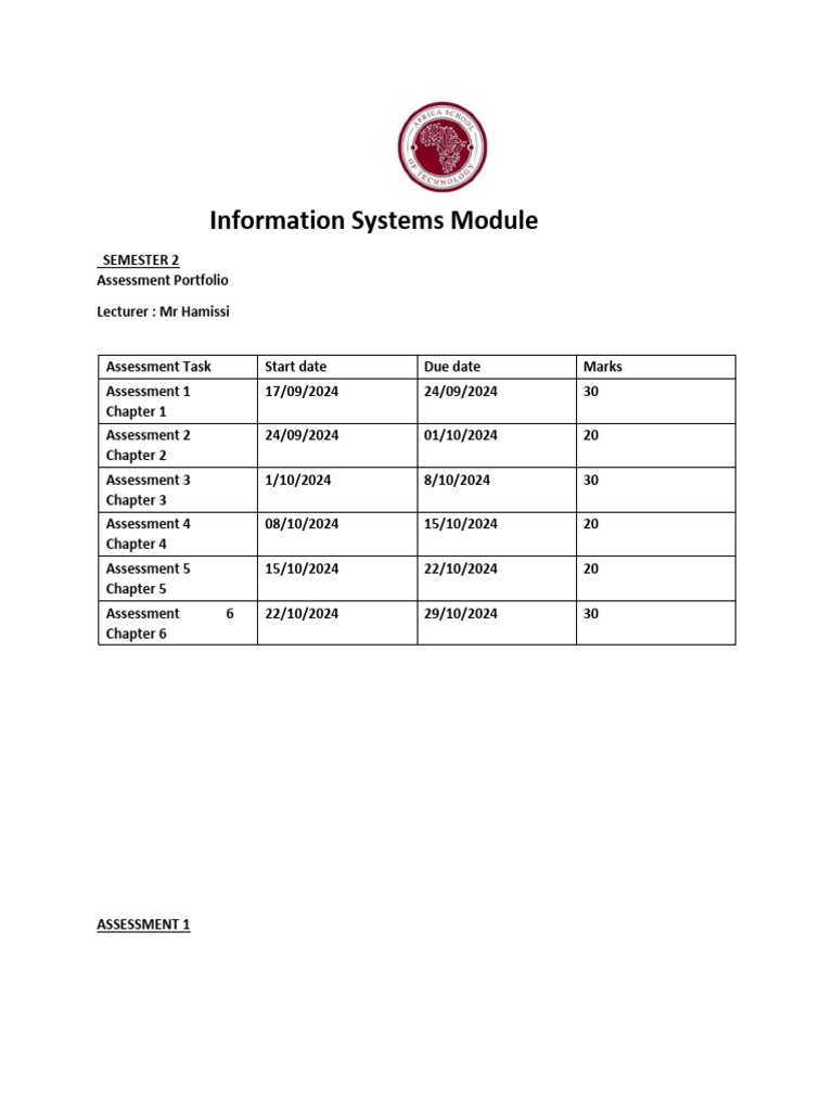AST Assessment Portfolio semester 2 | PDF | Information System | Databases