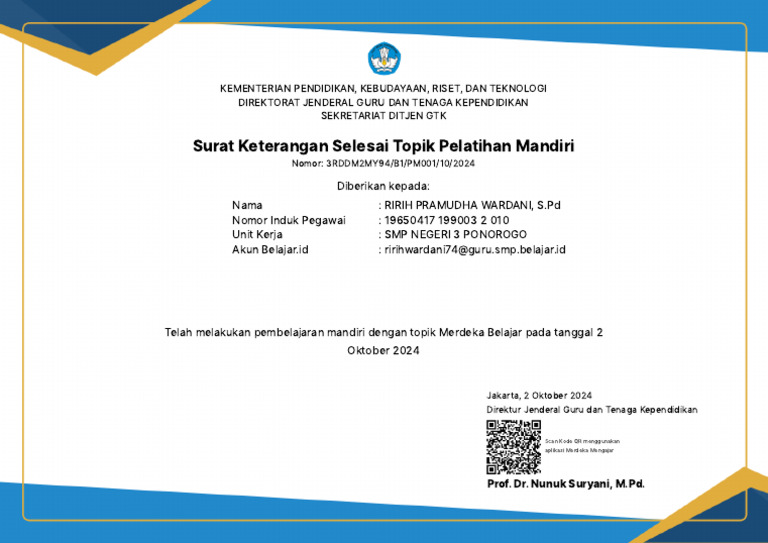 Surat-Selesai - Merdeka Mengajar | PDF