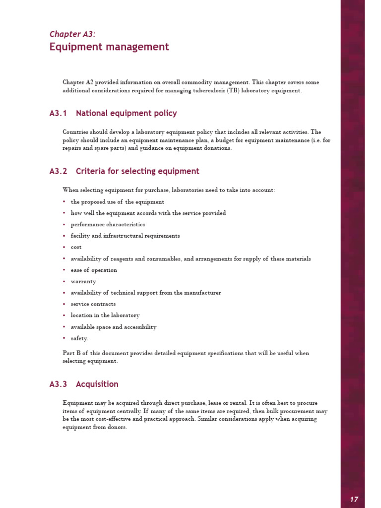TB Lab Equipment Management Guide | PDF | Laboratories