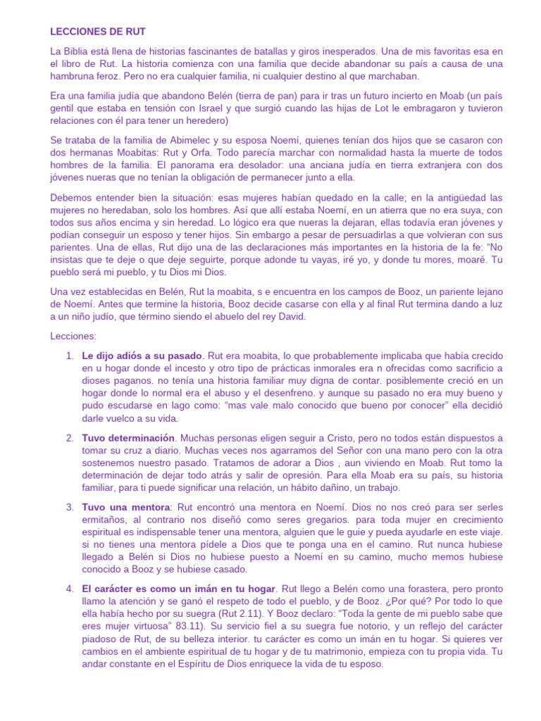 Lecciones de Rut | PDF | Rut (figura bíblica) | Libro de rut