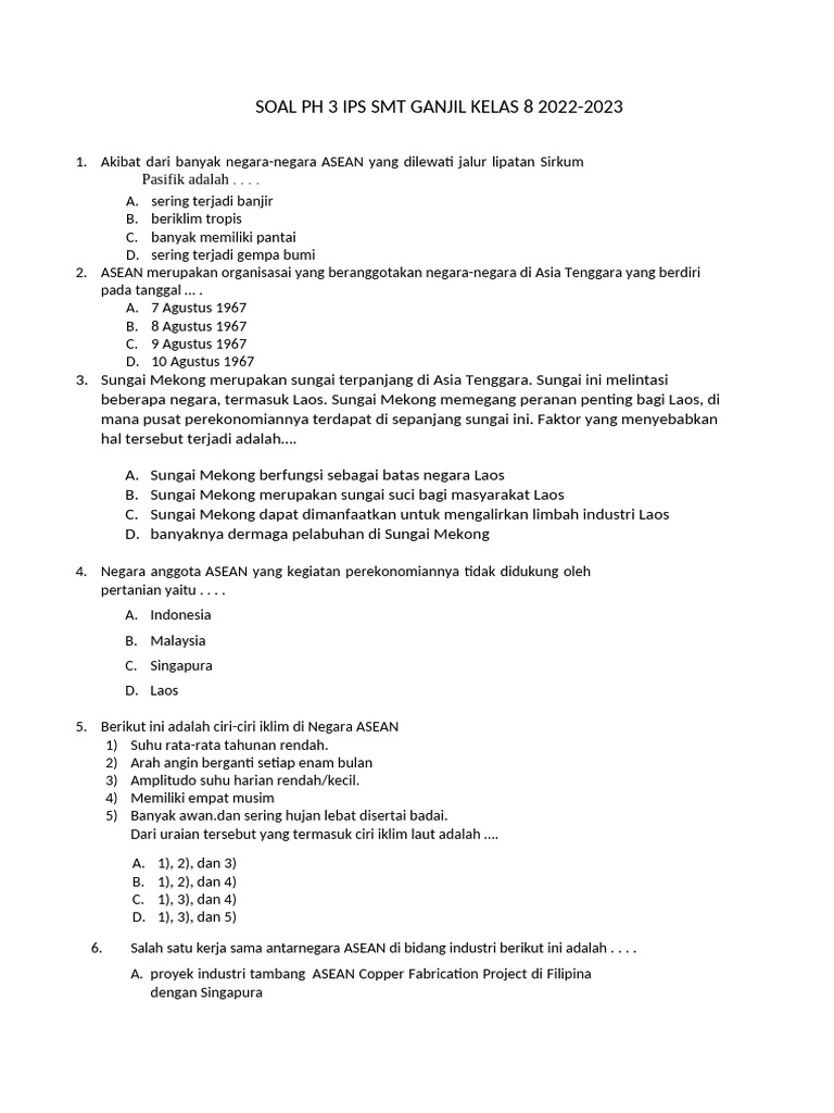 Soal PH 3 Ips Sem Ganjil Kls. 8 2022-2023 | PDF