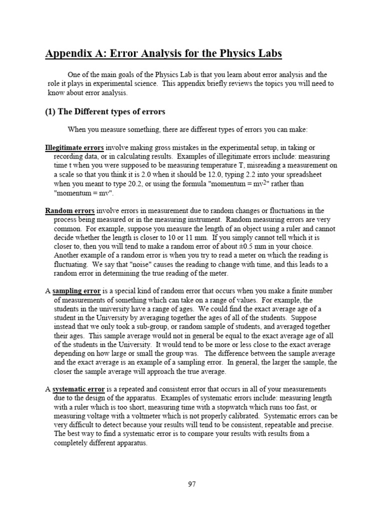 Understanding Physics Lab Error Analysis | PDF | Observational Error ...