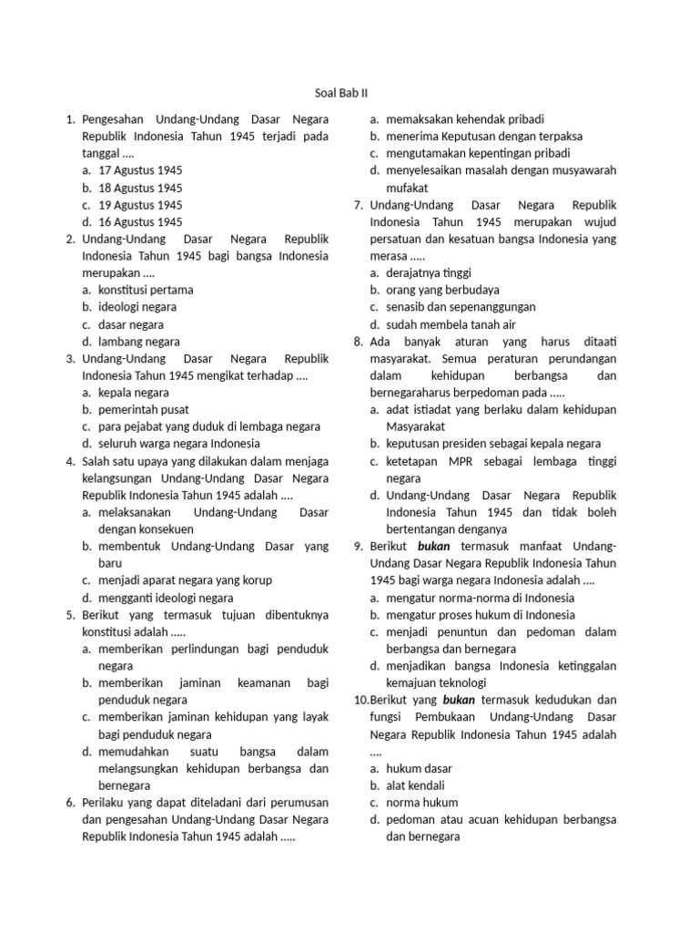 Soal Bab II PKN | PDF | Ilmu Sosial