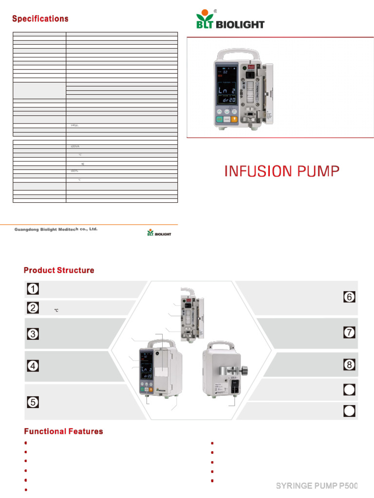 Biolight Infusion Pump Features | PDF | Humidity | Pump