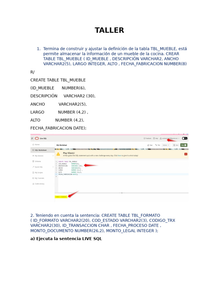 TALLER 0 A Experto ORACLE SQL | PDF