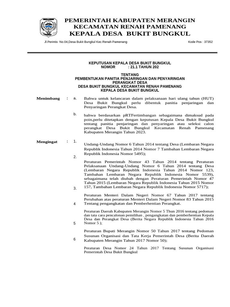 2024 - SK - Panitia - Hut Desa | PDF