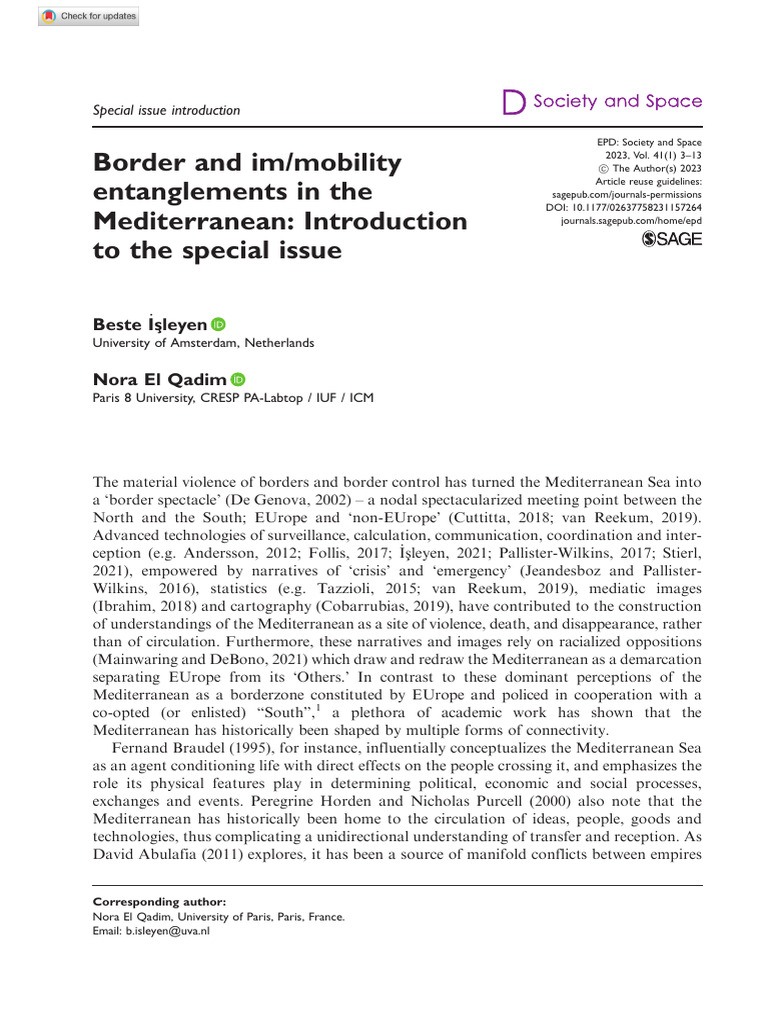 Borders and In-Mobility | PDF | Human Migration | Postcolonialism