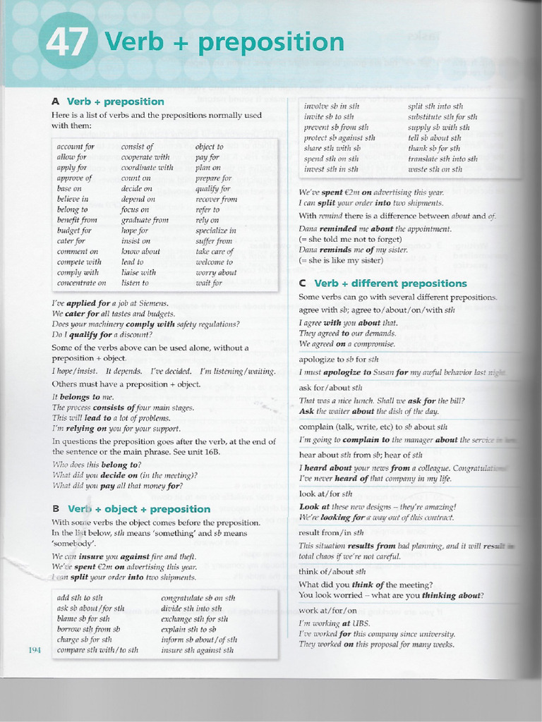 Verb Preposition | PDF