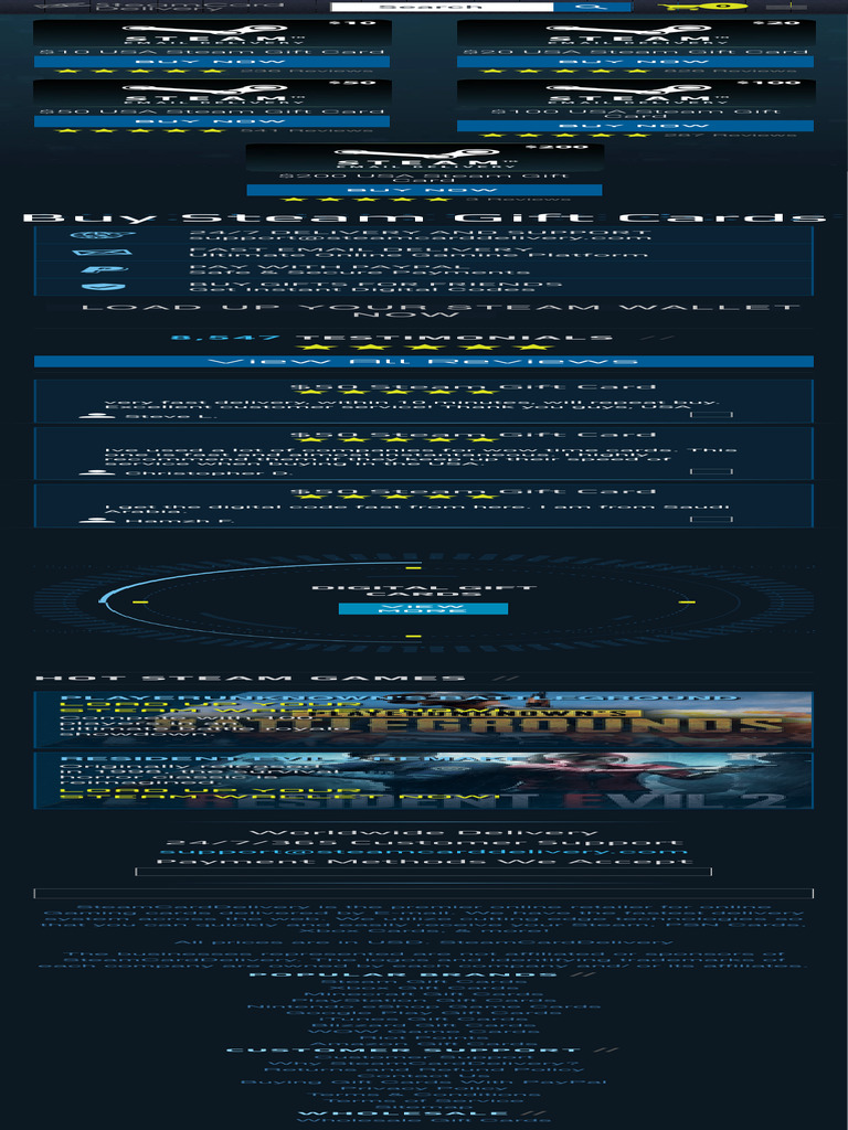 Steam Gift Card Online - Reload Your Steam Wallet With 5-Star Service ...