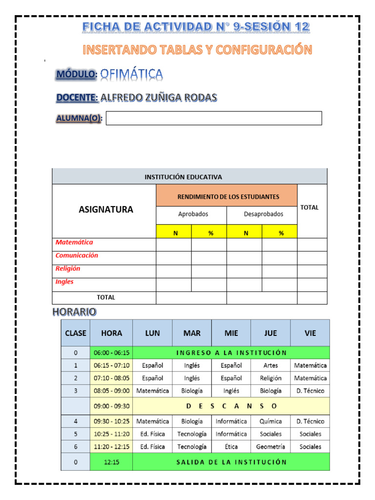 Ficha de Actividad N°9-Sesión 12 Ofimatica | PDF
